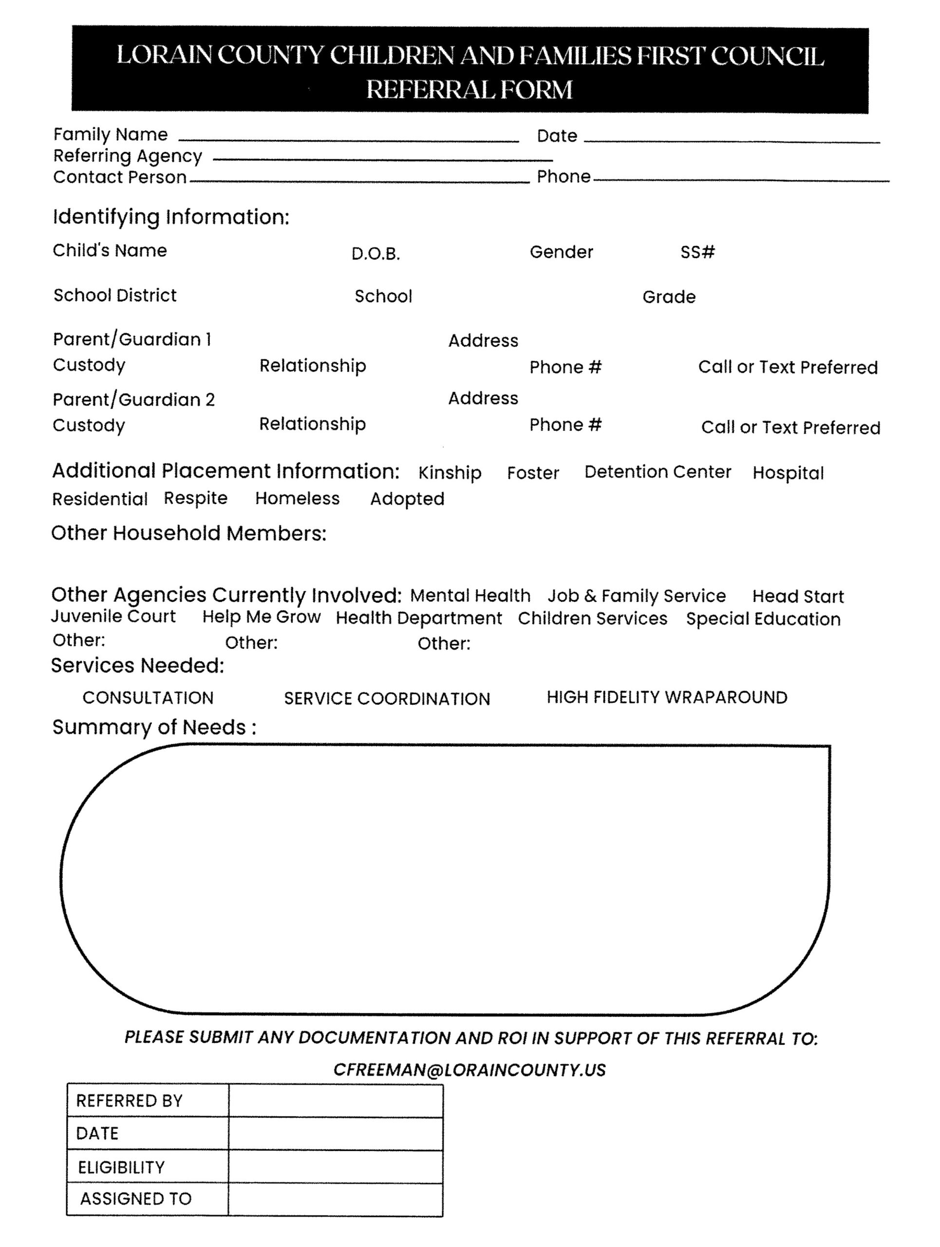 Referral Information – Lorain County Children and Families First Council